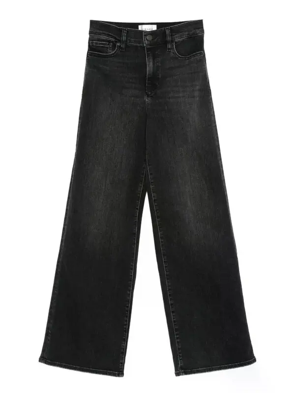 FRAME Stretch-cotton Wide Leg Jeans - Black