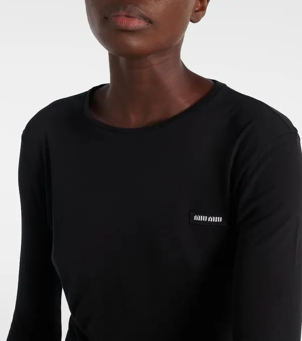 Miu Miu Logo Cotton Jersey Minidress