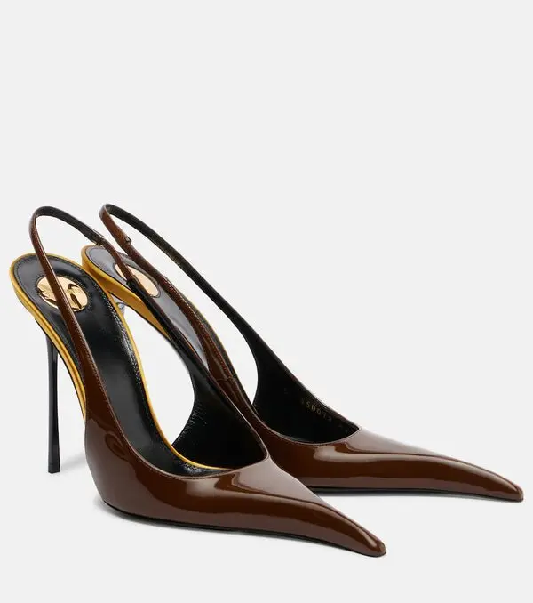 Saint Laurent Amalia 110 Patent Leather Slingback Pumps