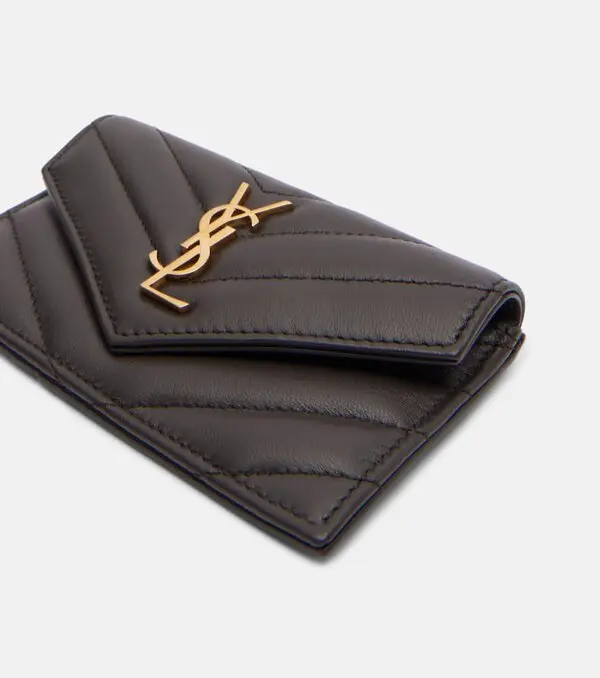 Saint Laurent Cassandre Matelassé Leather Card Case - Grey