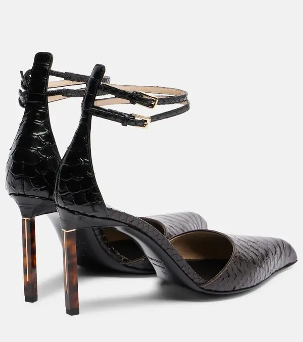 TOM FORD 90 Snake-effect Leather Pumps