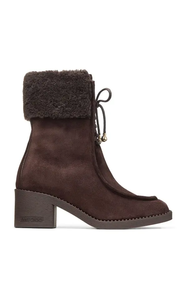 JIMMY CHOO Hali Shearling Boots - Brown