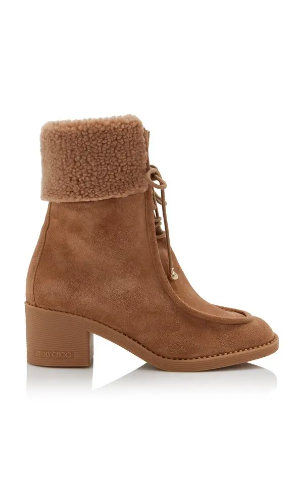 JIMMY CHOO Hali Shearling Boots - Tan