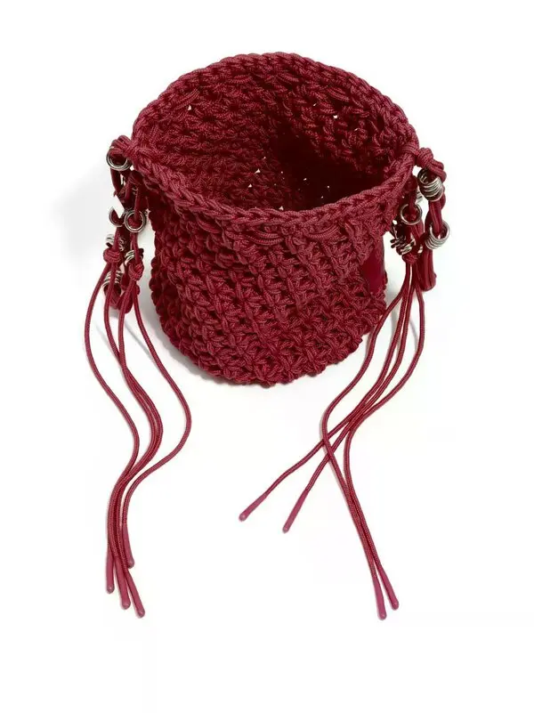 Bimba Y Lola Crochet Drawstring Bucket Bag - Red