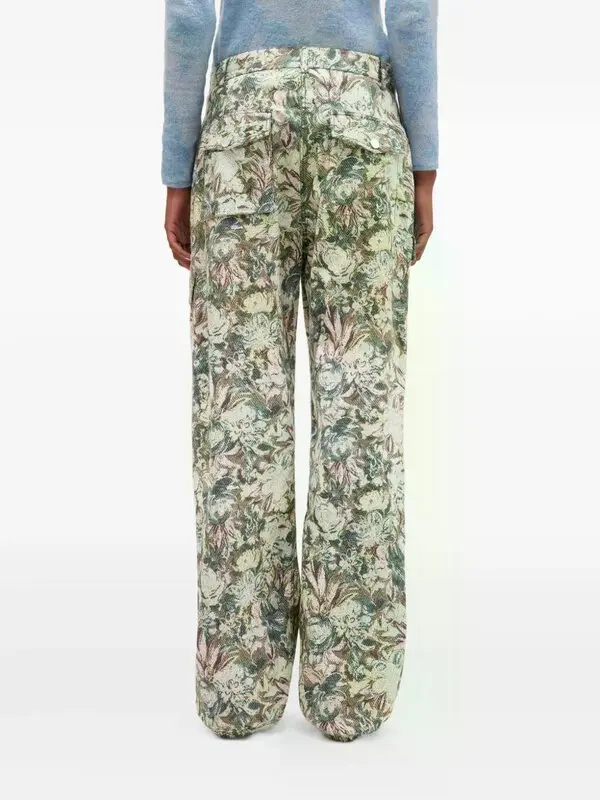 GANNI Floral-print Trousers - Neutrals