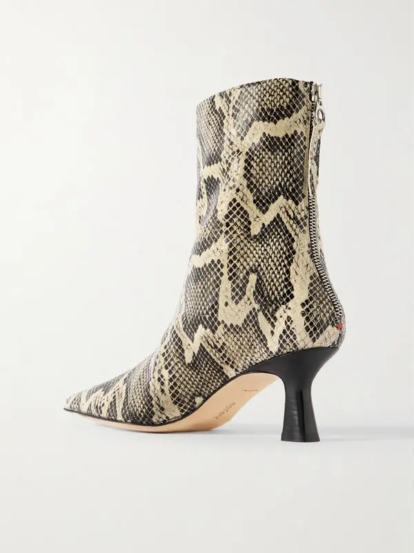AeydĒ Elina Snake-effect Leather Ankle Boots