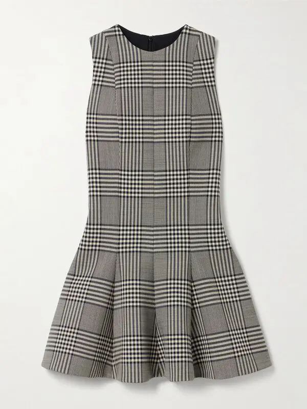 Brandon Maxwell The Sophie Prince Of Wales Checked Wool-tweed Mini Dress - Gray