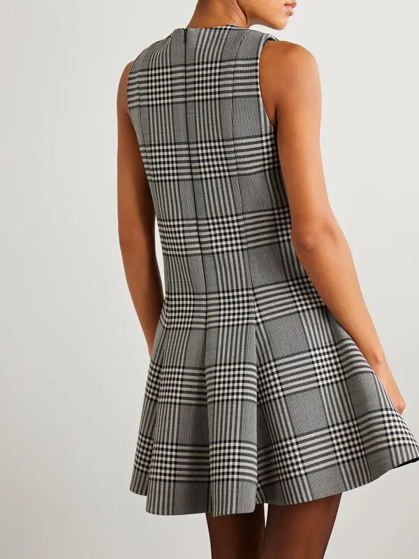 Brandon Maxwell The Sophie Prince Of Wales Checked Wool-tweed Mini Dress - Gray
