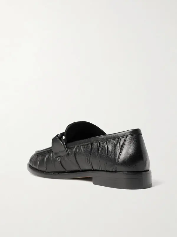 Bottega Veneta Astaire Knotted Crinkled-leather Loafers - Black