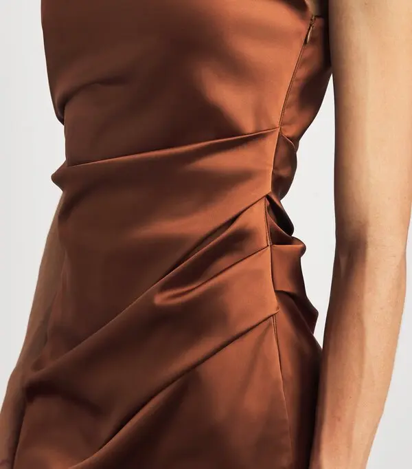 Max Mara Satin Ruched Dress - Brown - 20% Off | Editorialist