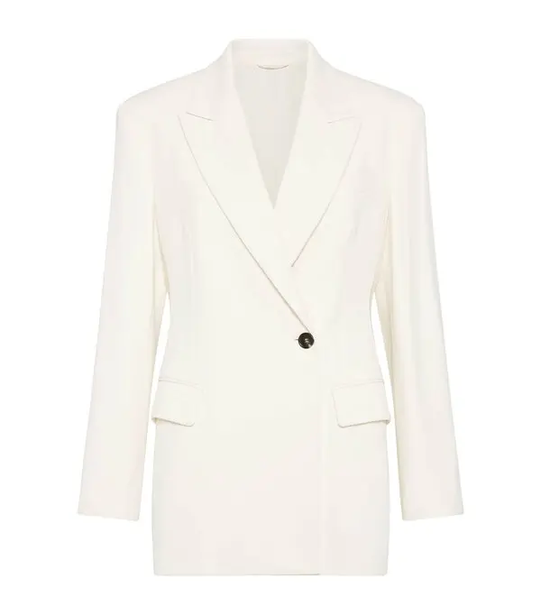 Brunello Cucinelli Comfort Viscose Couture Twill Blazer - White