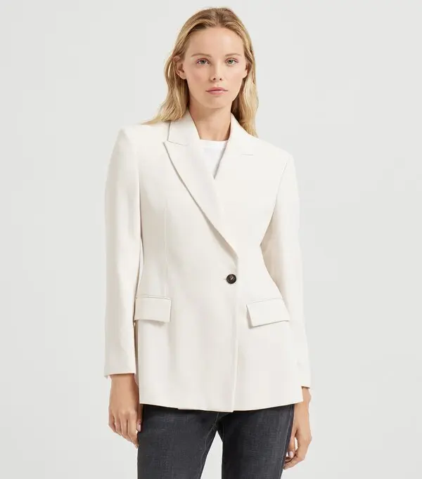 Brunello Cucinelli Comfort Viscose Couture Twill Blazer - White