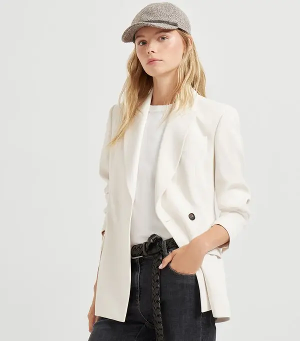 Brunello Cucinelli Comfort Viscose Couture Twill Blazer - White