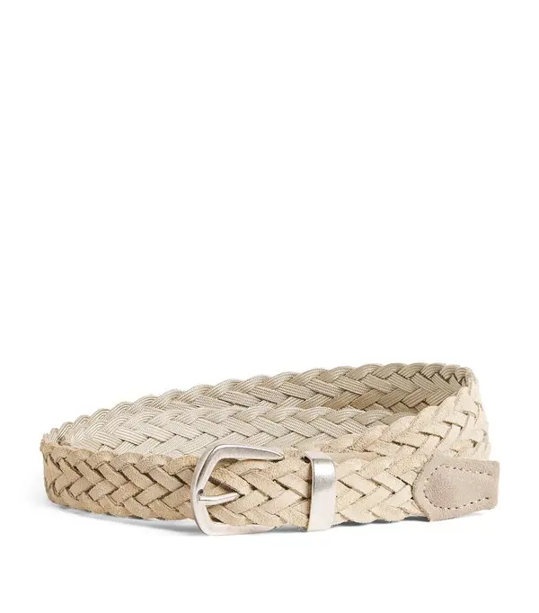 Eleventy Braided Suede-blend Belt - Beige