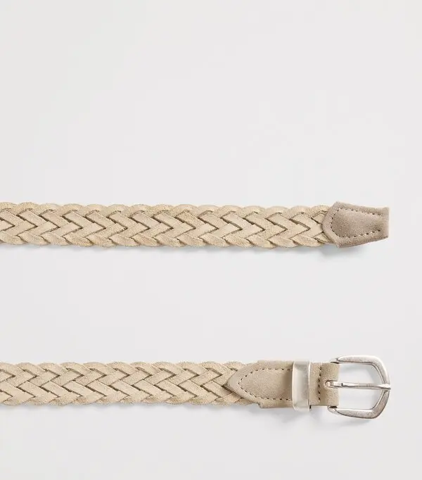 Eleventy Braided Suede-blend Belt