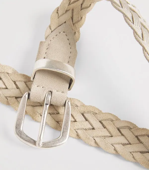 Eleventy Braided Suede-blend Belt