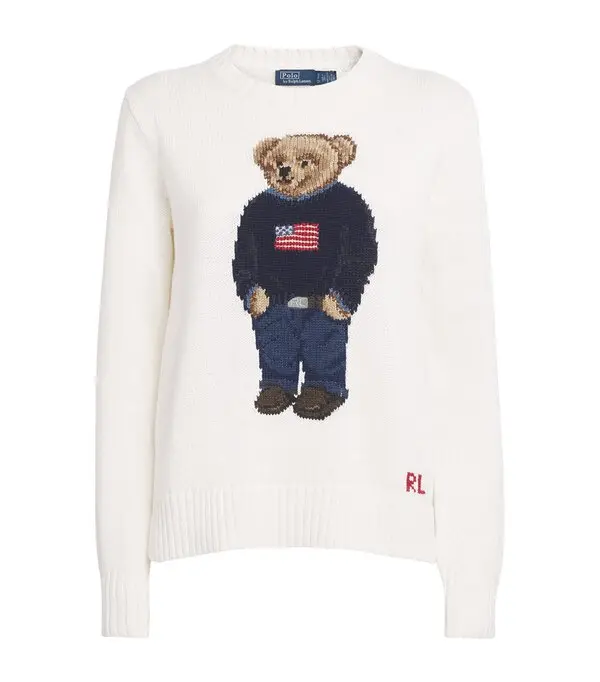 Polo Ralph Lauren Linen-cotton Polo Bear Sweater - White