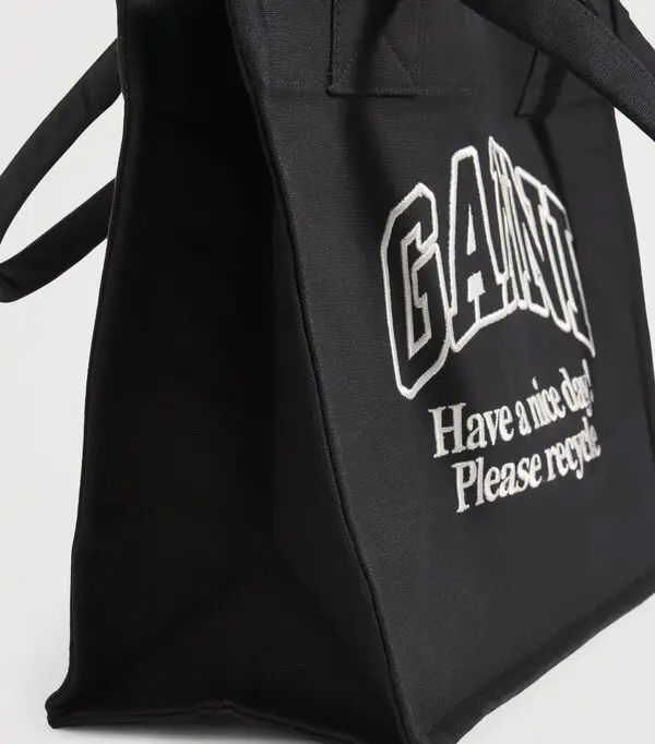 GANNI Large Recycled Cotton Tote Bag - Black