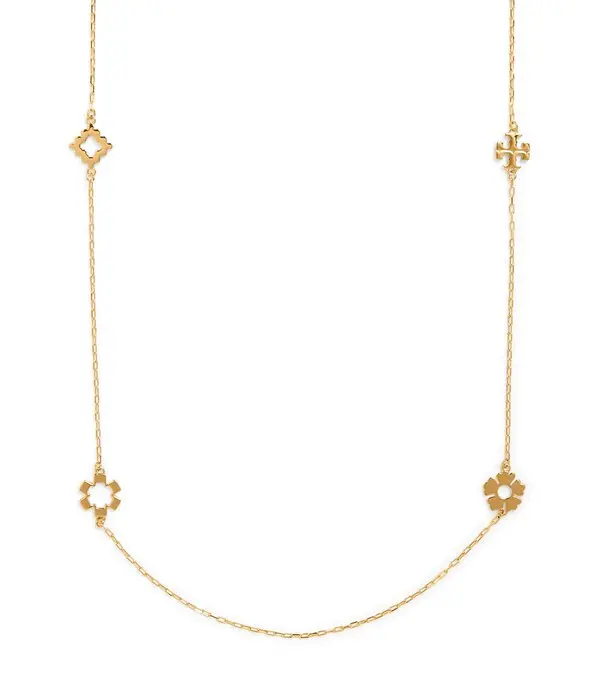 Tory Burch Long Kira Clover Necklace - Gold