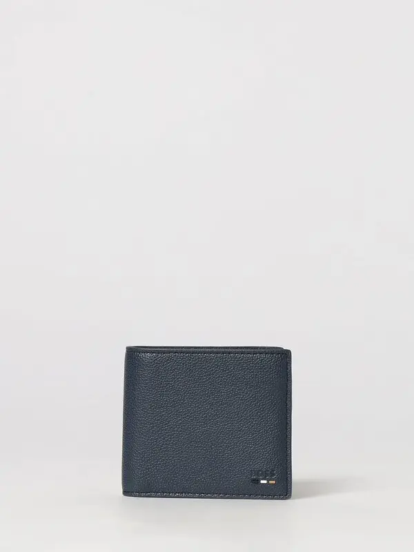 BOSS Grained Faux Leather Horizontal Wallet With Coin Pocket - Blue