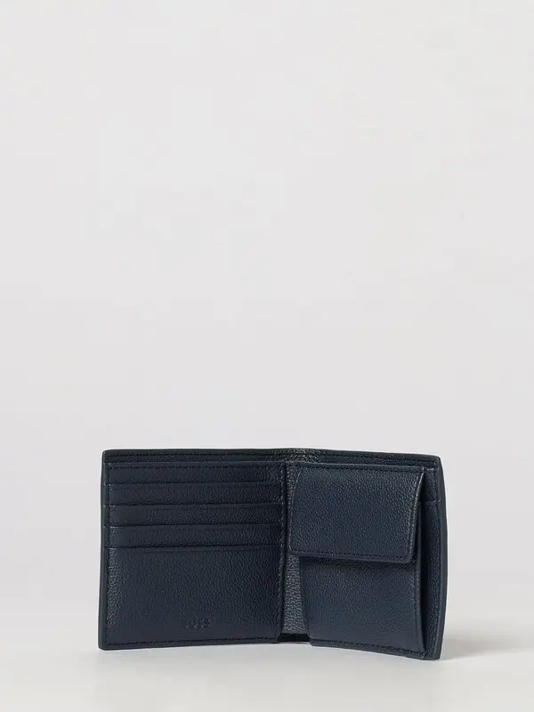 BOSS Grained Faux Leather Horizontal Wallet With Coin Pocket