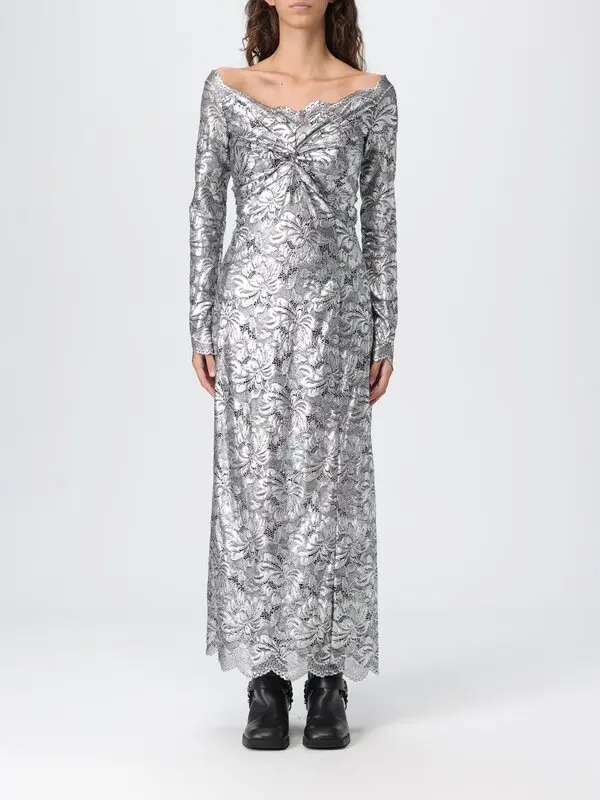 Rabanne Metallic Lace Maxi Dress - Silver