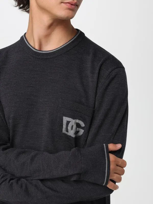 Dolce & Gabbana Crew Neck Sweater With Pocket Detail