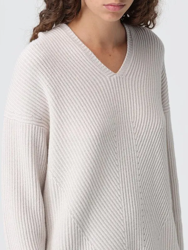 Max Mara Ribbed V-neck Sweater - White