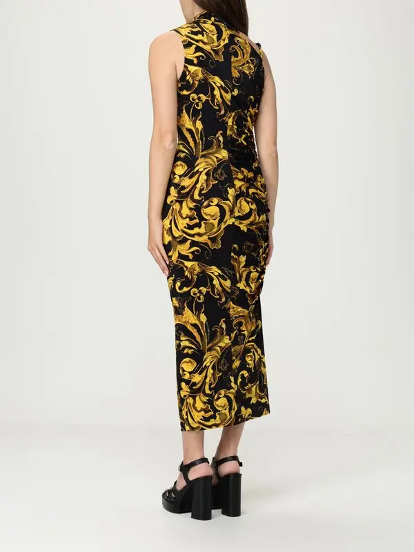 Versace Gold Print Draped Dress