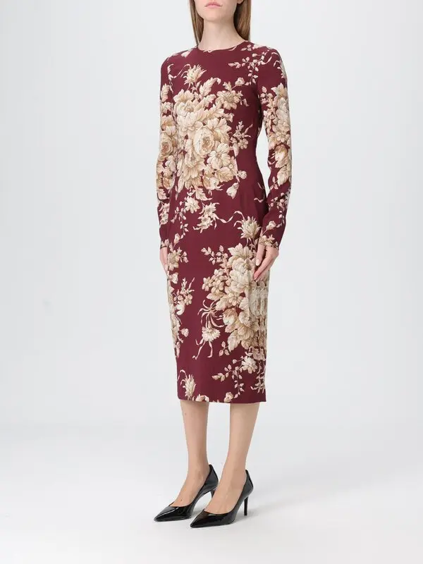 Dolce & Gabbana Floral Print Long Sleeve Midi Dress