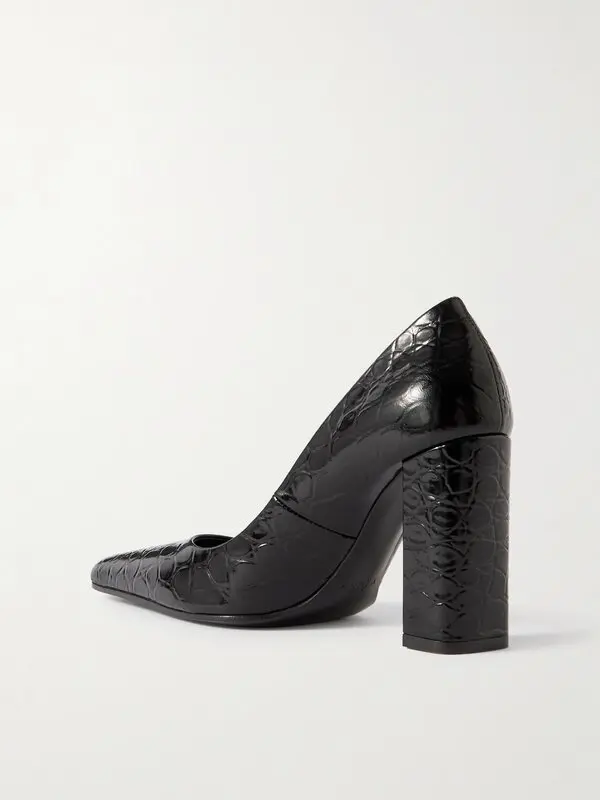 Alaïa 90 Croc-effect Leather Pumps - Black