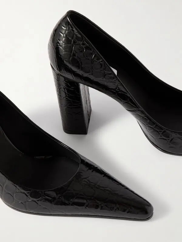 Alaïa 90 Croc-effect Leather Pumps - Black