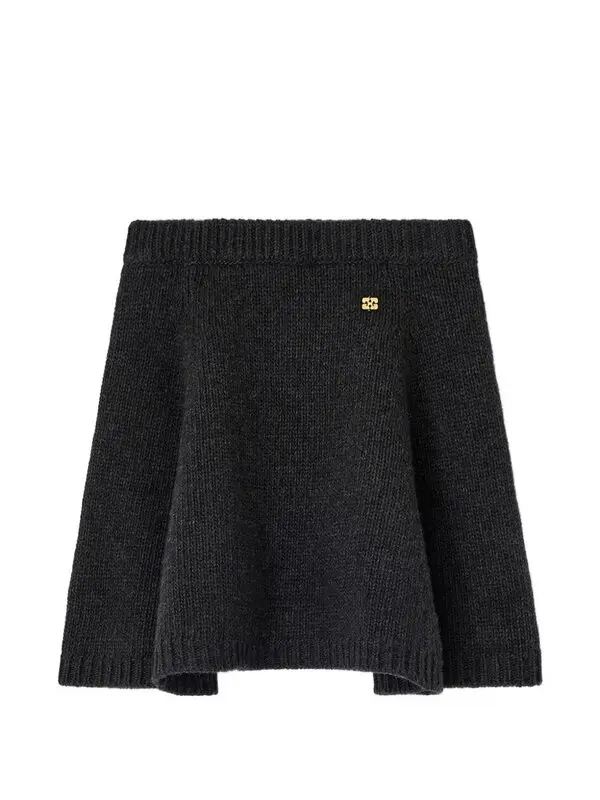 GANNI Knitted Flared Mini Skirt - Grey