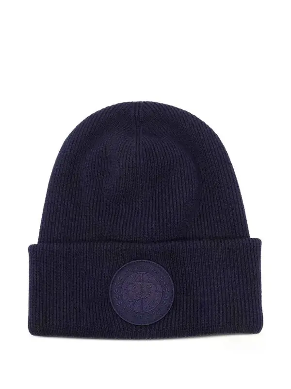 Canada Goose Logo-patch Wool Beanie - Blue