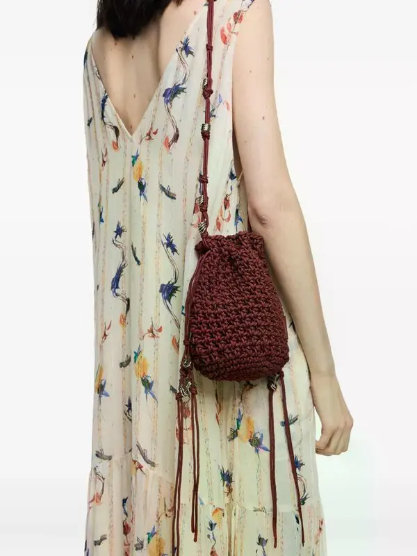 Bimba Y Lola Crochet Bucket Bag With Drawstring - Red