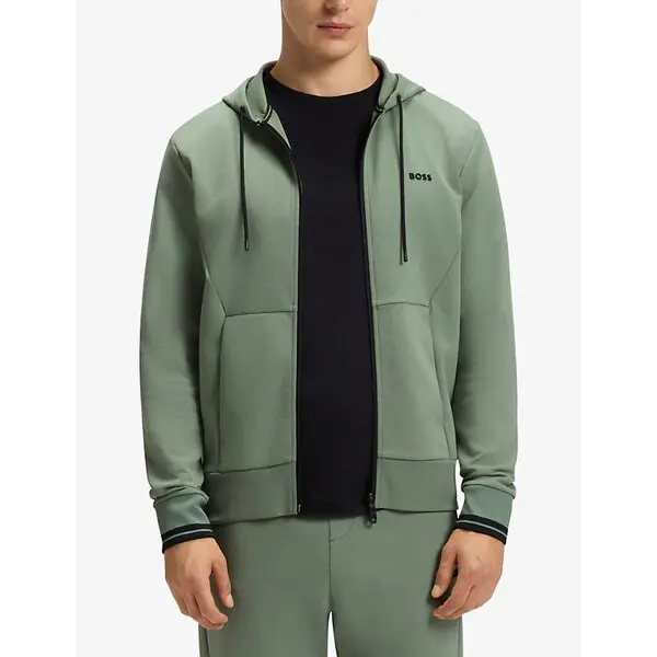 BOSS Branded Zip-up Stretch-jersey Hoody