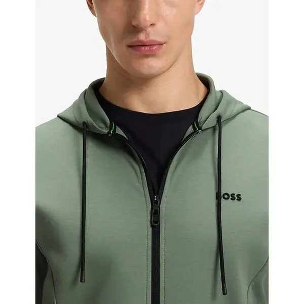 BOSS Branded Zip-up Stretch-jersey Hoody