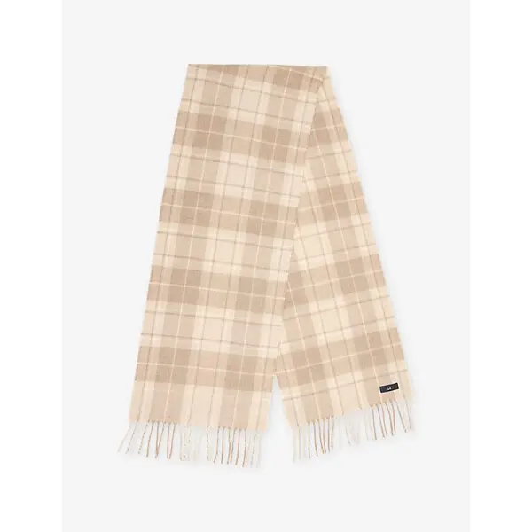 Dunhill Tartan Fringed Cashmere Scarf - Natural