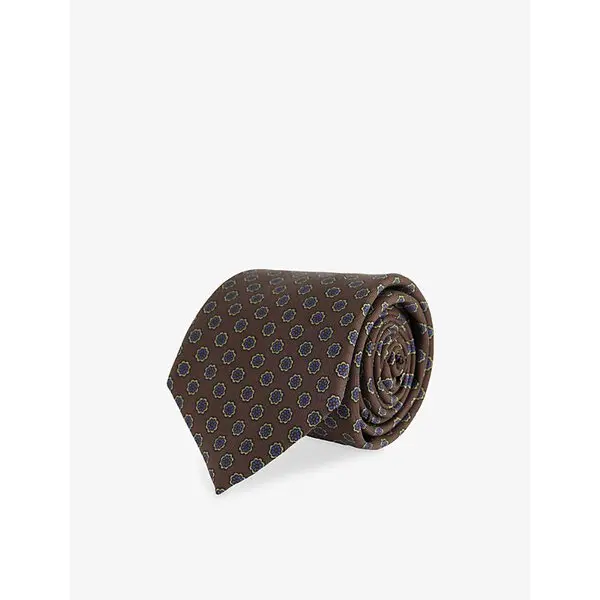 Dunhill Wide-blade Printed Silk Tie - Chocolate