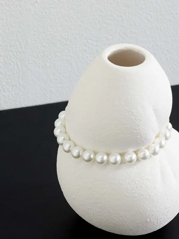 Completedworks Squeezed Small Faux Pearl-embellished Ceramic Vase