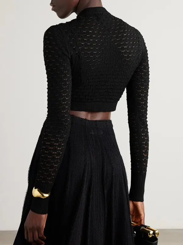 LANVIN Cropped Open-knit Cardigan