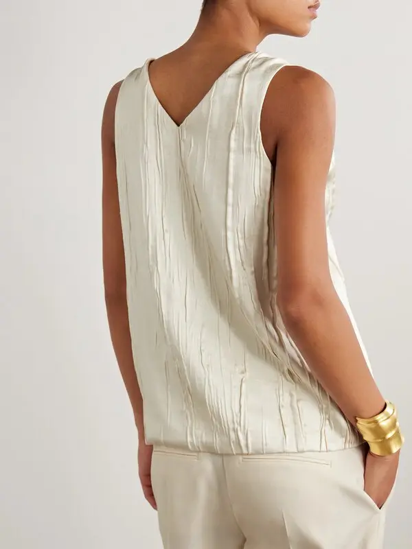 Brandon Maxwell The Drew Embellished Crinkled-satin Tank