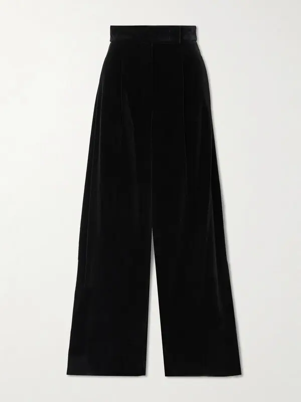 Max Mara Stretch-cotton Velvet Wide-leg Pants