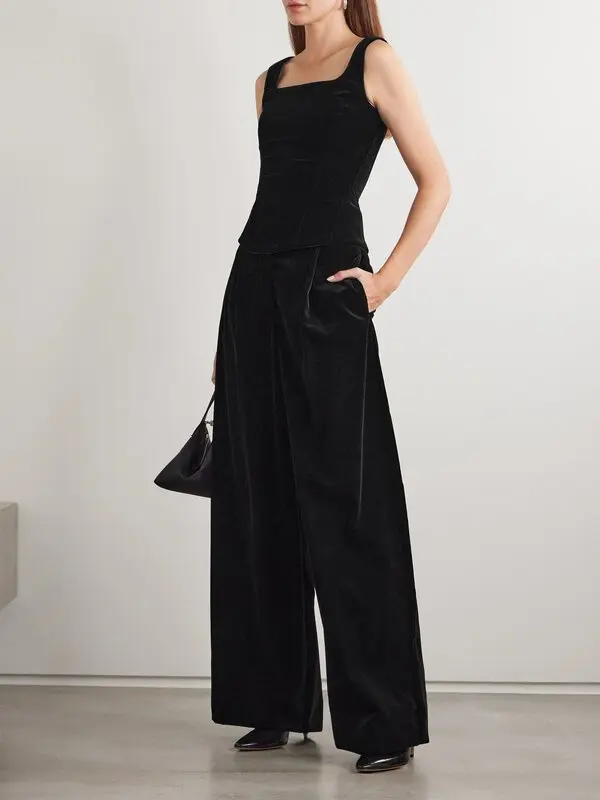 Max Mara Stretch-cotton Velvet Wide-leg Pants