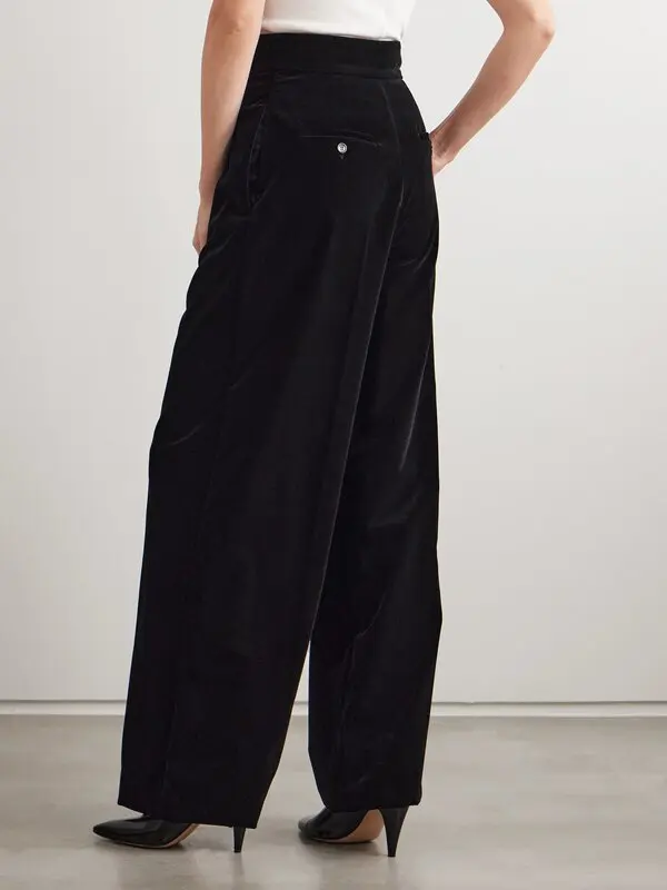 Max Mara Stretch-cotton Velvet Wide-leg Pants