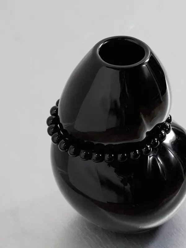 Completedworks Squeezed Faux Pearl-embellished Glazed Ceramic Vase