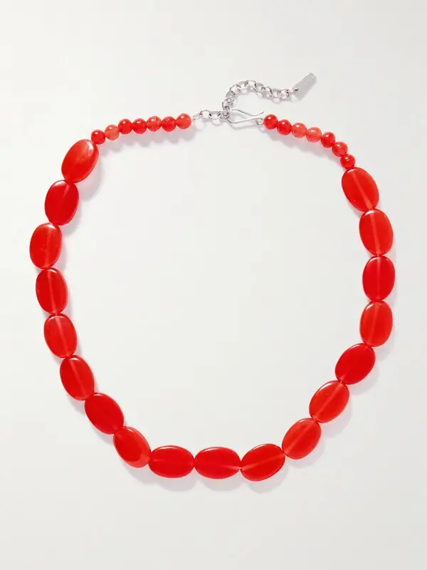 Completedworks Rhodium-plated Resin Beaded Necklace - Red