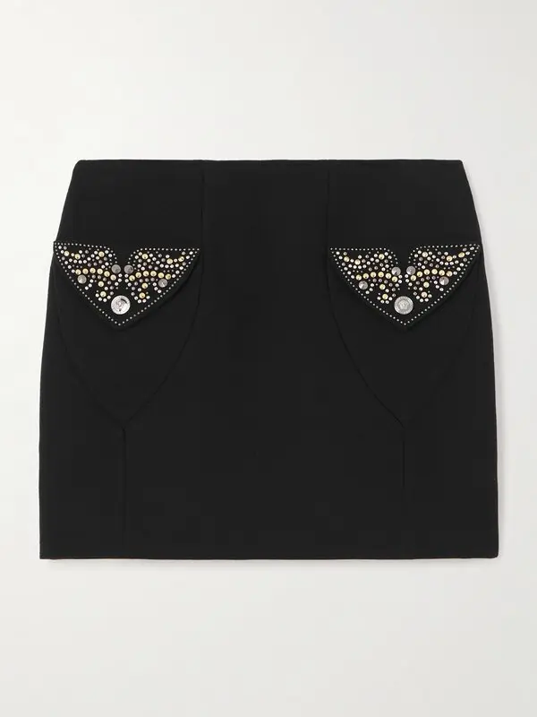 Versace Studded Wool-crepe Midi Skirt