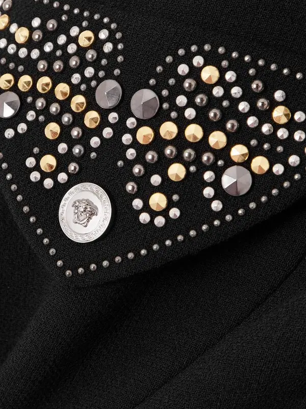 Versace Studded Wool-crepe Midi Skirt