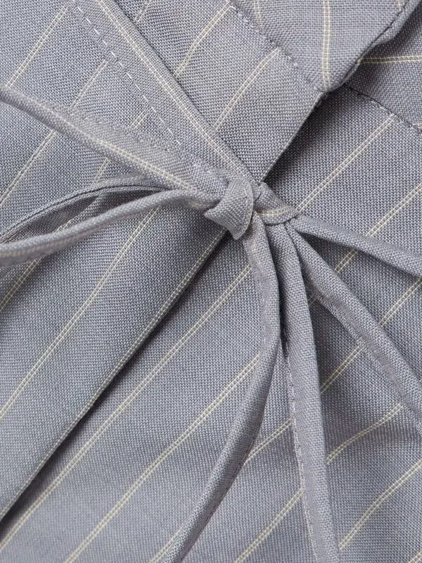 DEIJI STUDIOS Belted Striped Wool Straight-leg Pants - Gray